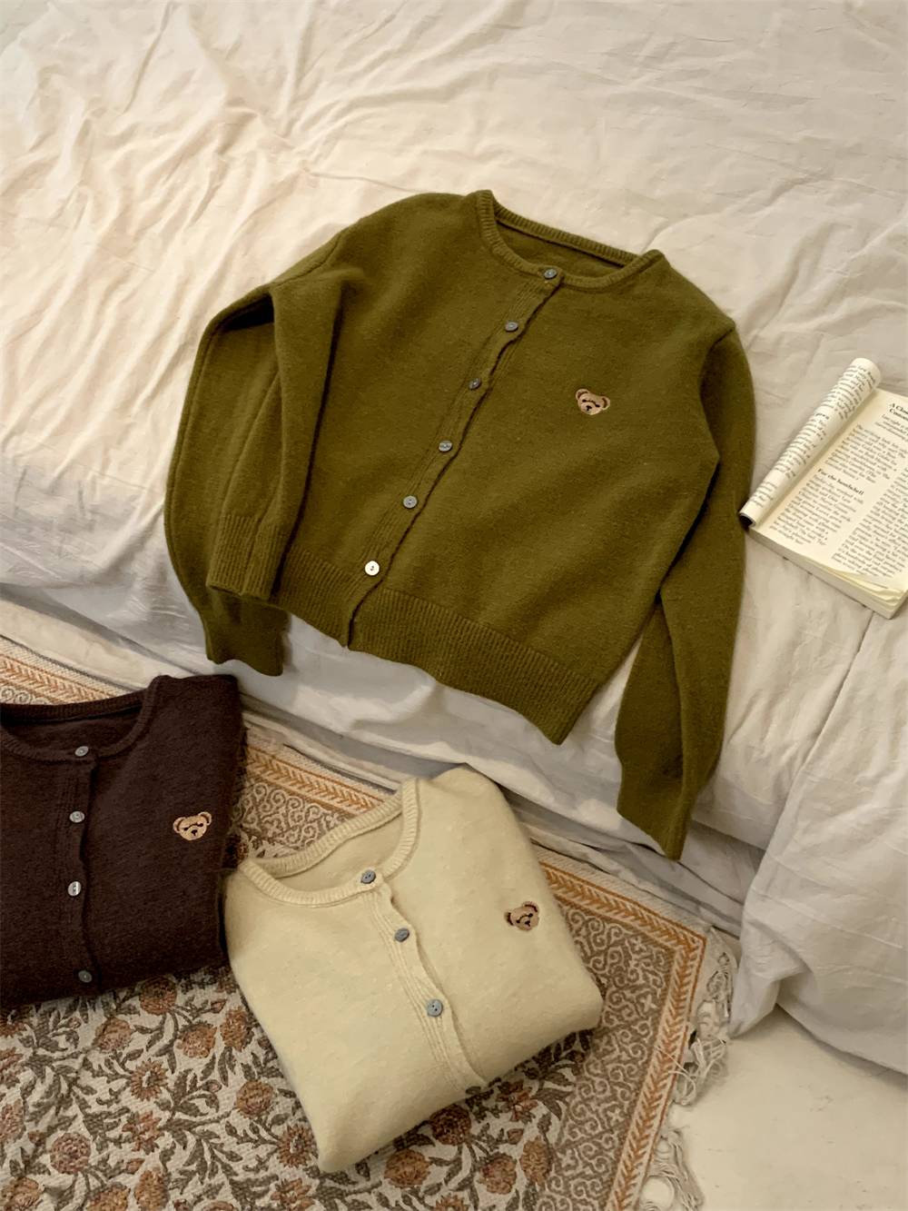 Embroidered Bear Cardigan