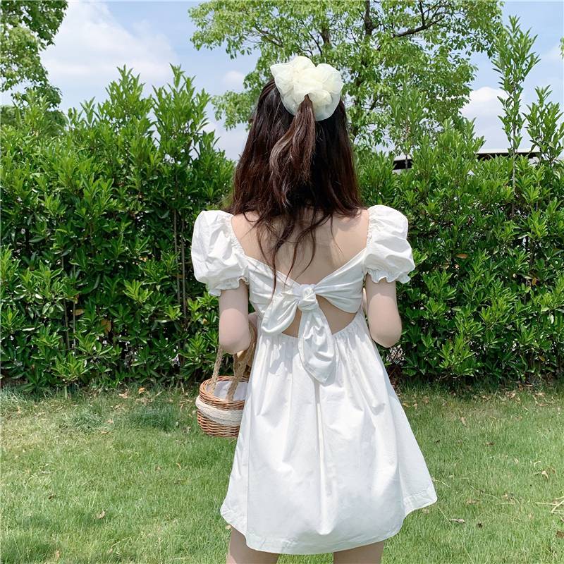 White Ribbon Back Dress
